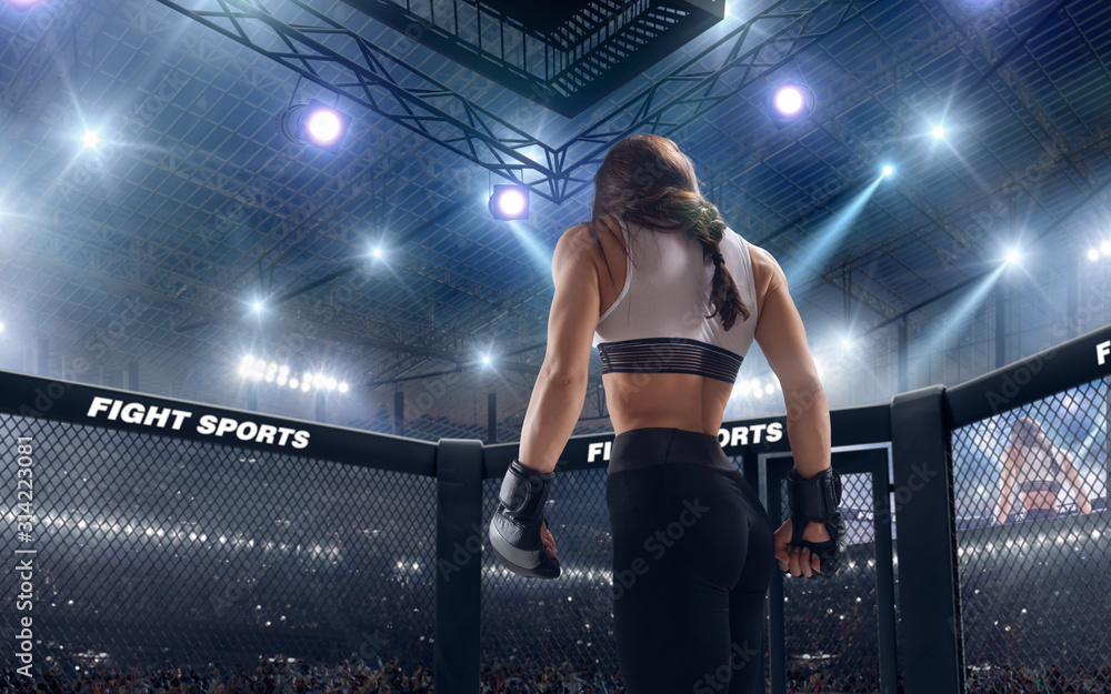 MMA female fighters on professional ring. Stock Photo | Adobe Stock
