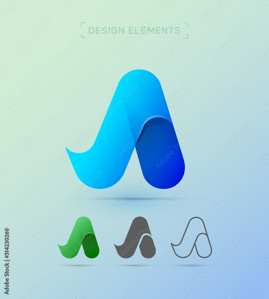 Vector letter A or V logo design template. Material design, origami ...