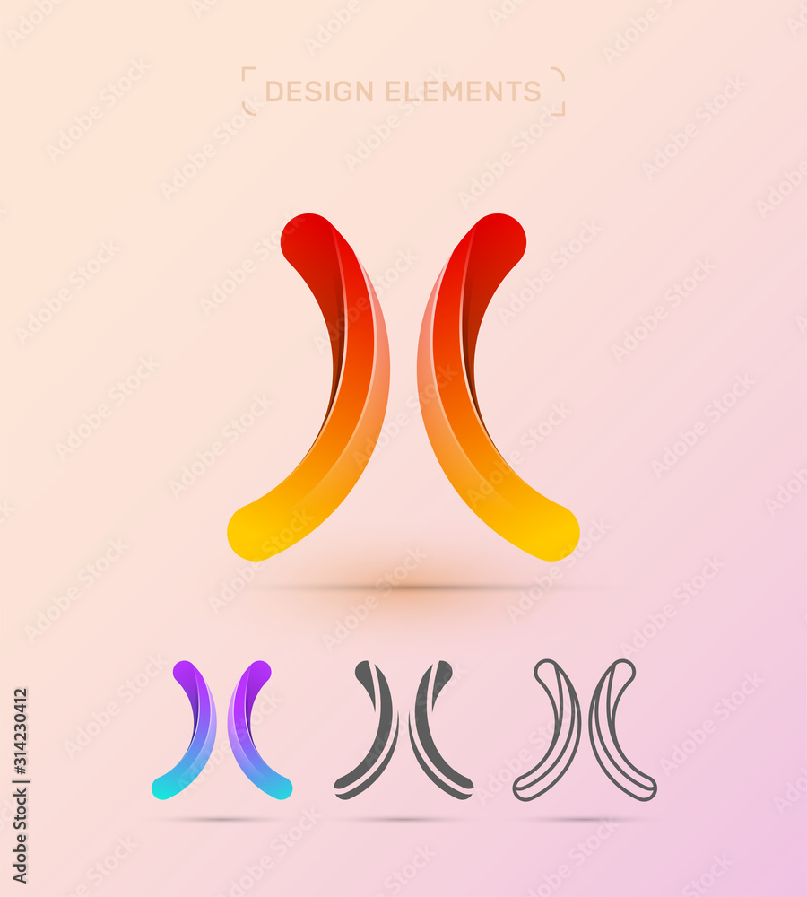 Vector letter X logo design template. Material design, origami paper ...