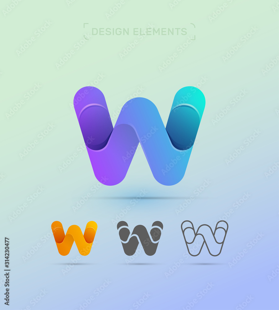 Vector rounded letter W company logo design template. Material design ...