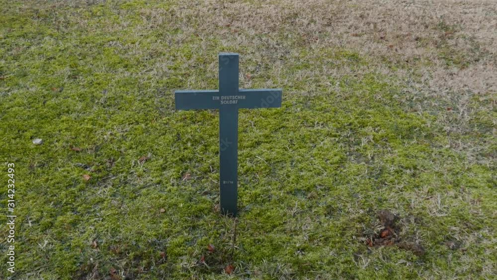 4K Nameless Grave of a WW II German Soldier in a Military Cemetery ...