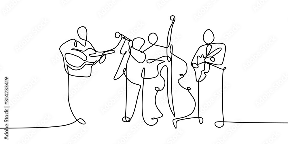 continuous line drawing of jazz music. Stock Vector | Adobe Stock