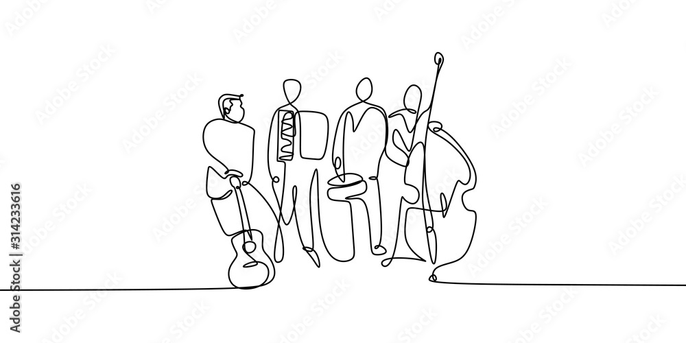 continuous line drawing of jazz music. Stock Vector | Adobe Stock