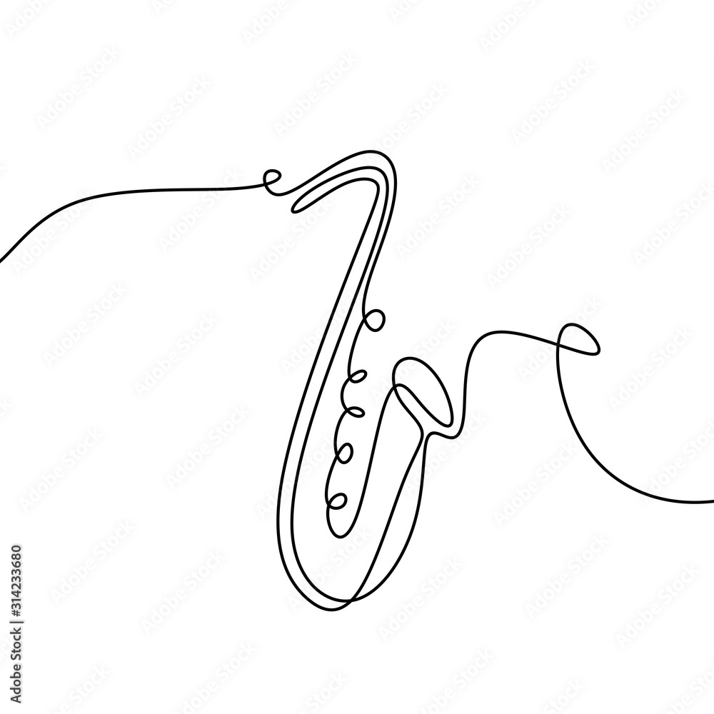continuous line drawing of jazz music. Stock Vector | Adobe Stock
