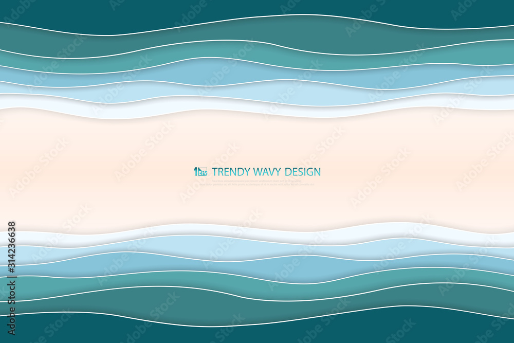 Abstract deep blue and green wavy sea background with sand space ...