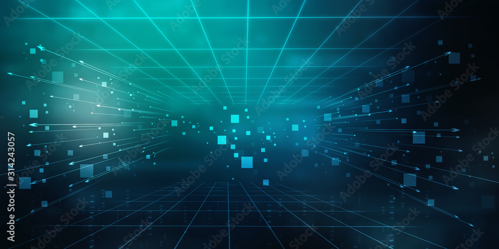 2d illustration Abstract futuristic electronic circuit technology ...