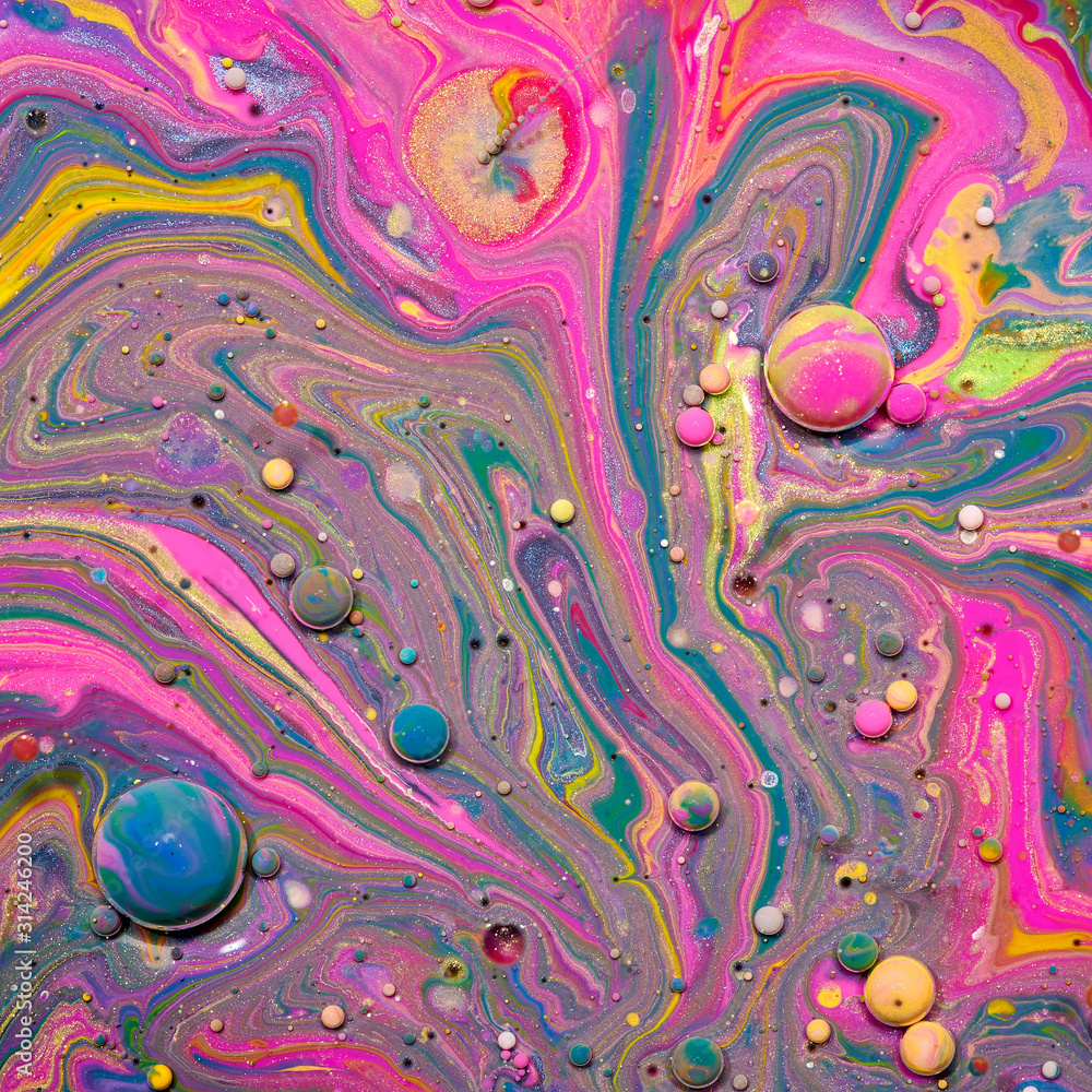 Colourful acrylic bubbles.Abstract ink design template mixed texture ...