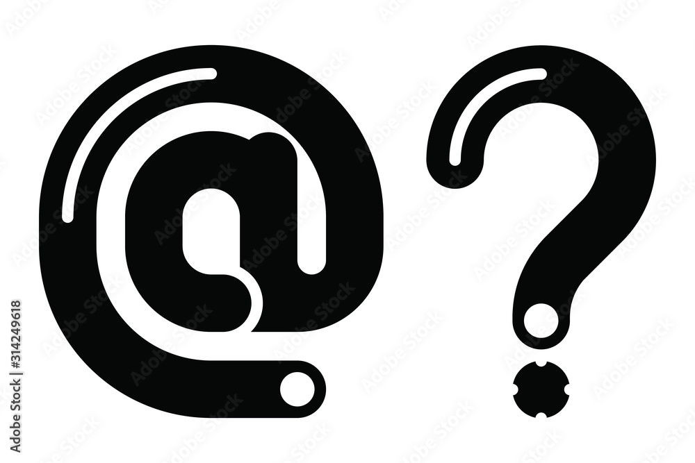 a question mark, the sign of the dog, stylized for use in graphic ...