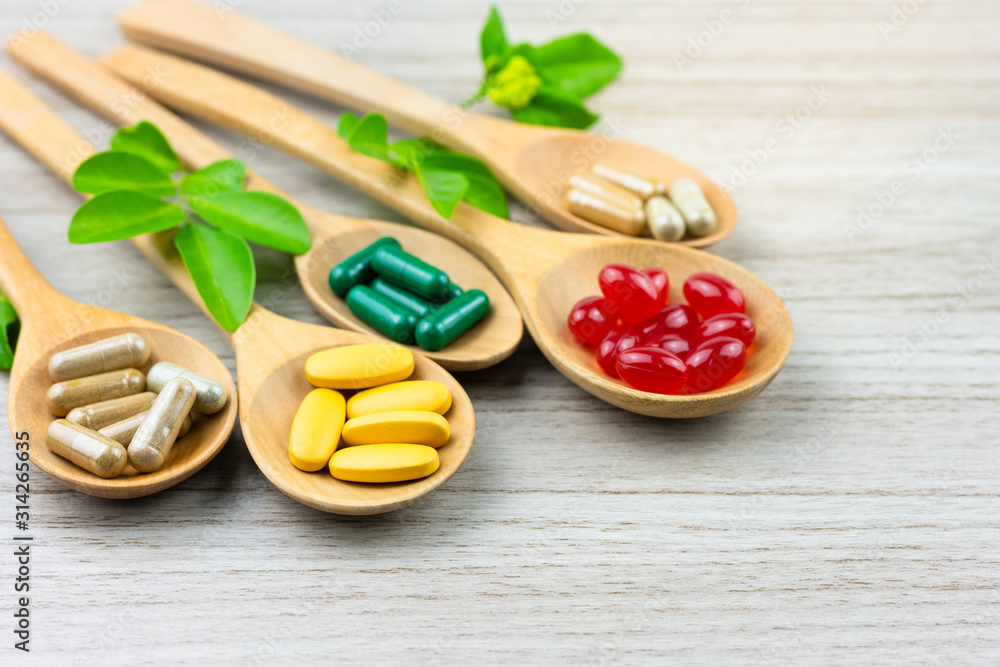 Herbal capsule from herbs nature for good health, vitamin, mineral ...