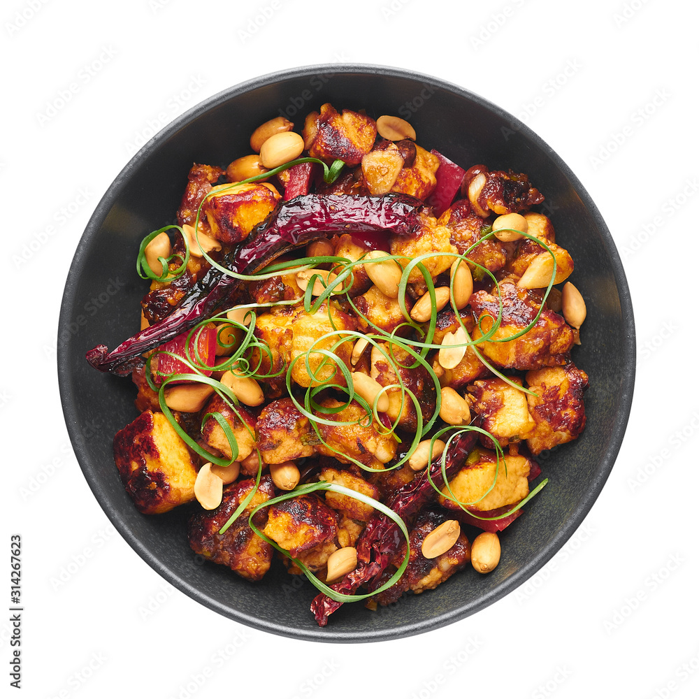 Kung Pao Paneer at isolated on white background. Kung Pao Paneer is a ...