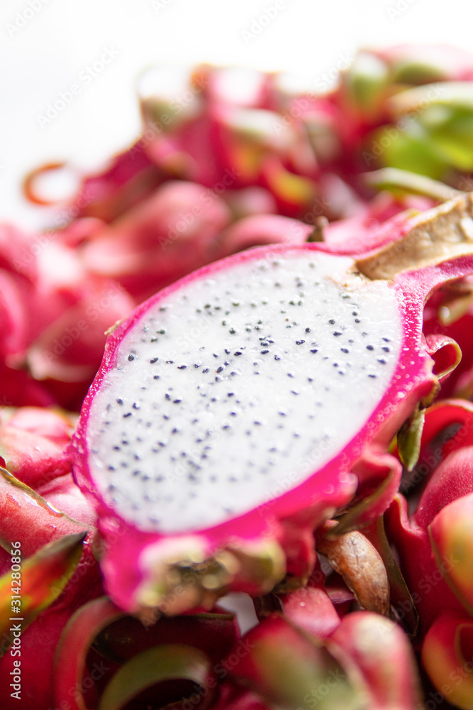 beautiful fresh sliced red dragon fruit, Pitaya plant Stock Photo ...