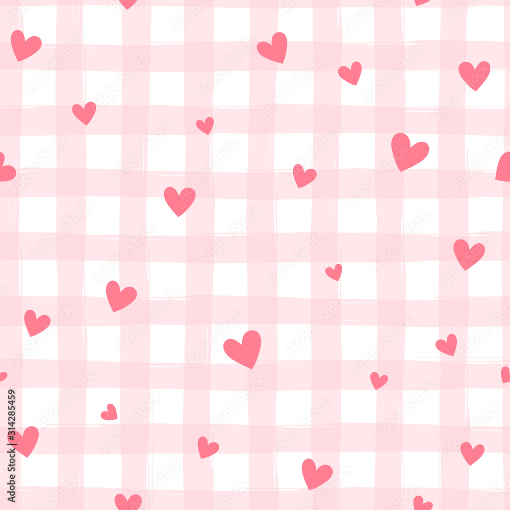 Valentine's day seamless pattern with stripes and hearts, abstract ...