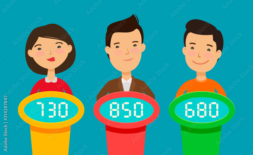 TV quiz show. People, players answer questions. Cartoon vector ...