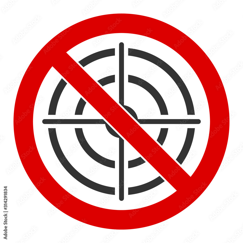 No aim vector icon. Flat No aim pictogram is isolated on a white ...