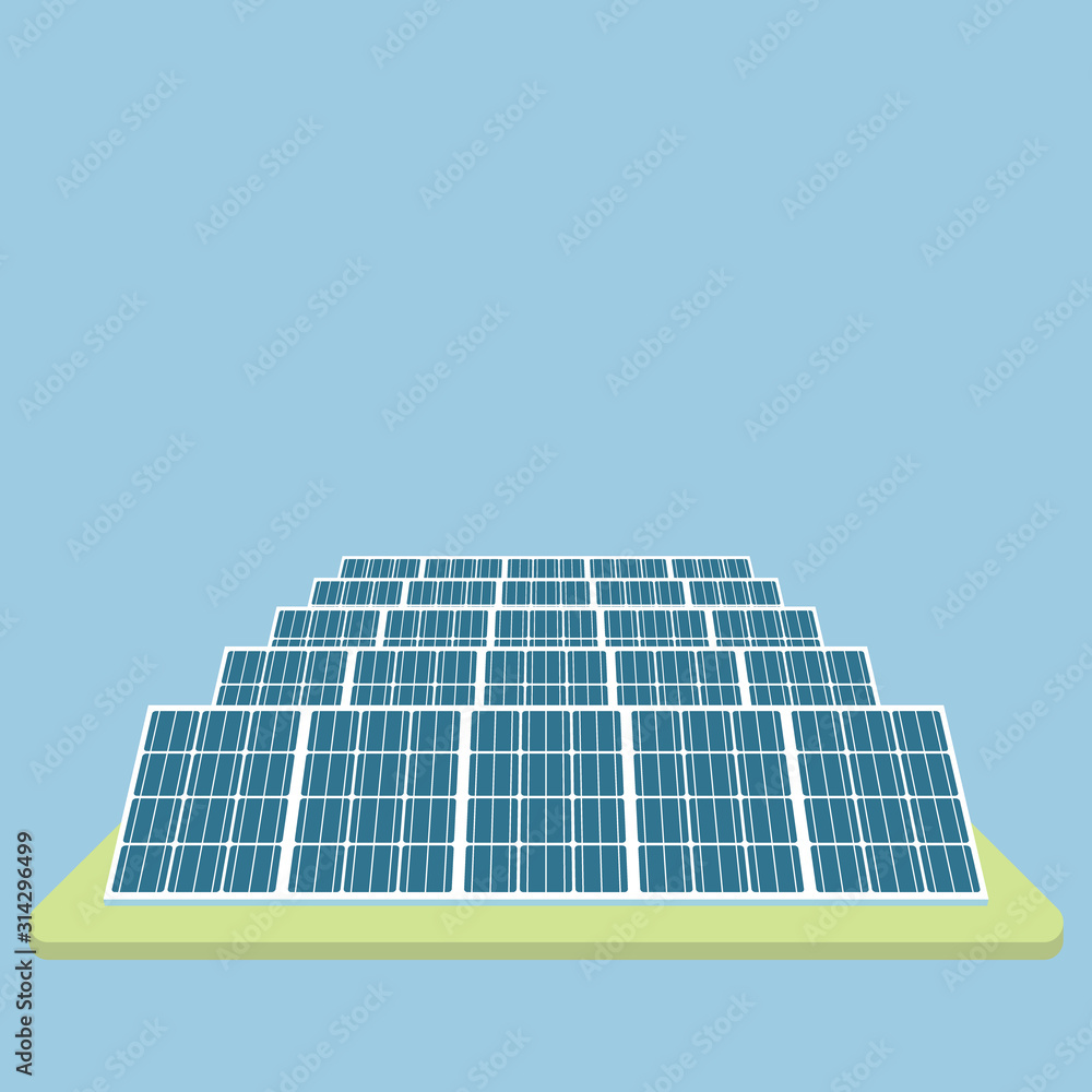 Solar cell farm perspective isometric illustration. Stock Vector ...
