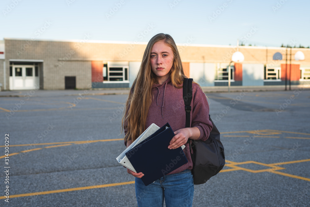 Sad Teenage Girl Standing