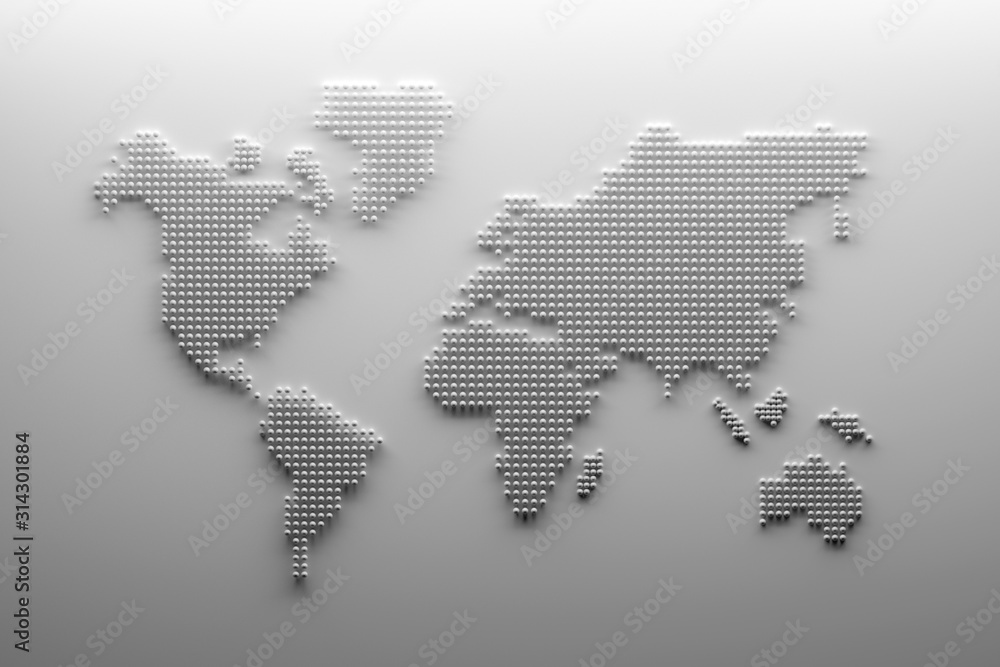 World map outline made of spherical dots in gray colors Stock ...