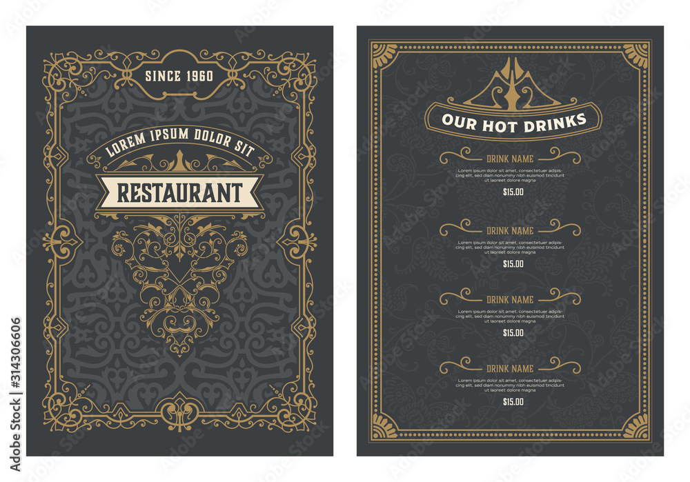 Vintage Menu with classic and premium ornaments Stock Vector | Adobe Stock