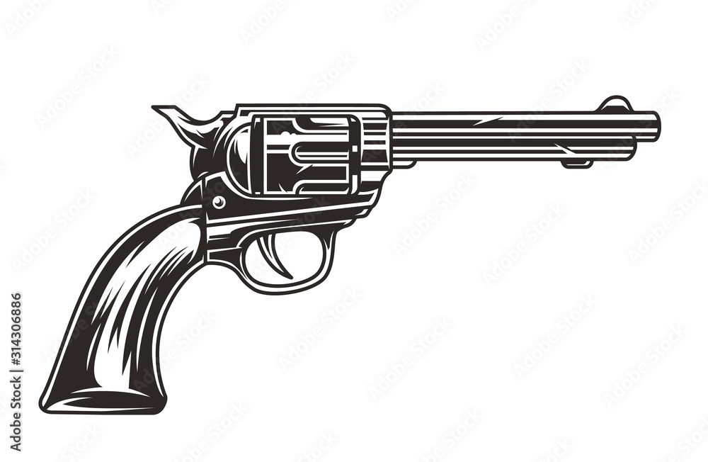 Vintage cowboy gun monochrome template Stock Vector | Adobe Stock