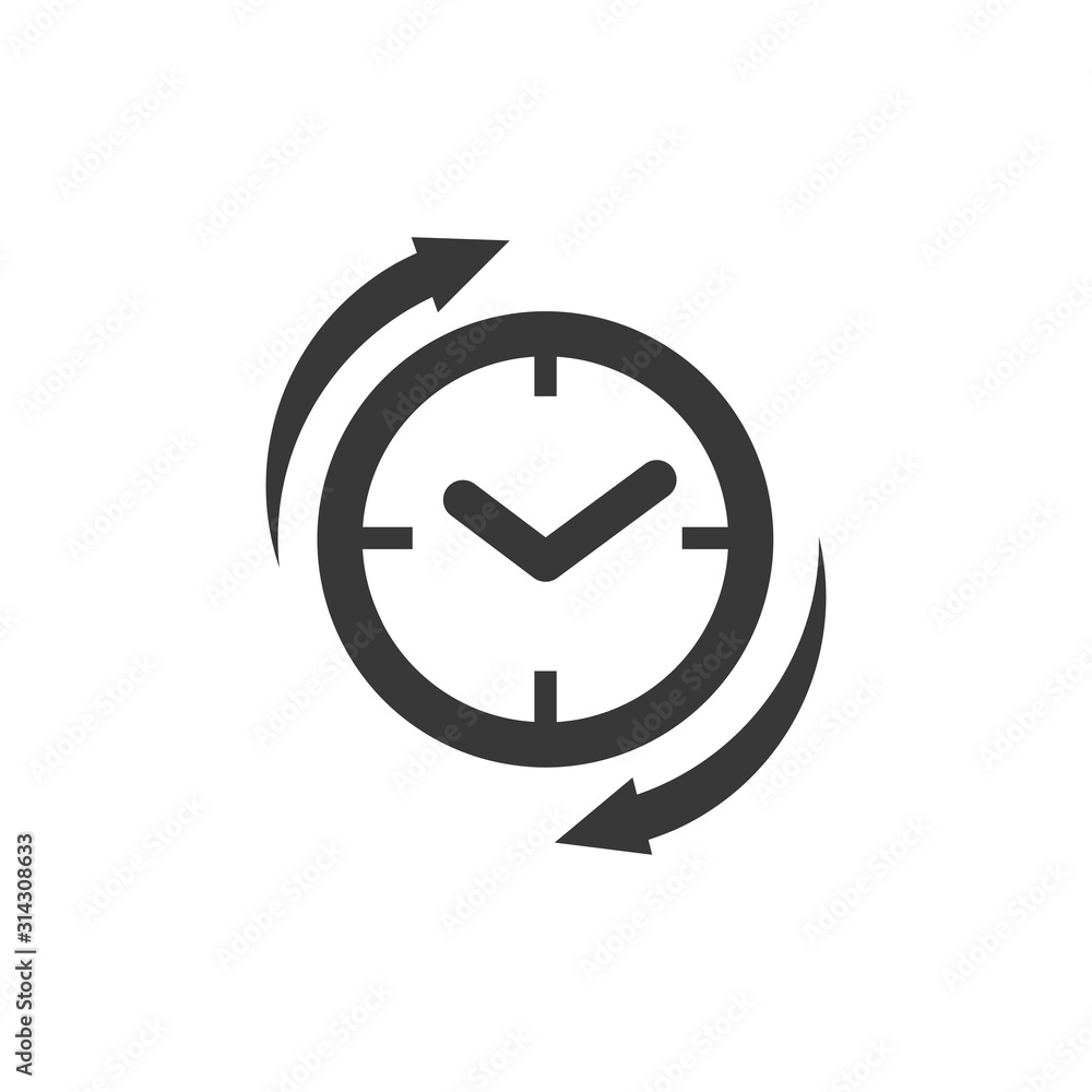 Restore Clock glyph icon. Image style is a flat icon symbol inside a ...