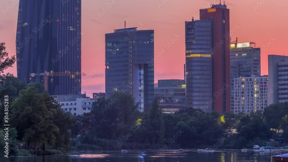 Vienna international center skyscrapers with Kaiserwasser lake ...