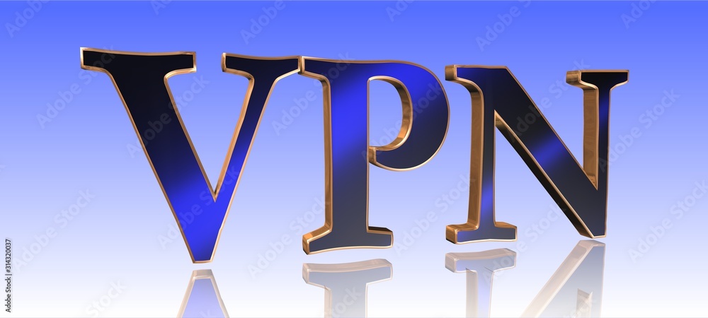 VPN - Virtual Private Network - Metal Word in Blue Background - Concept ...