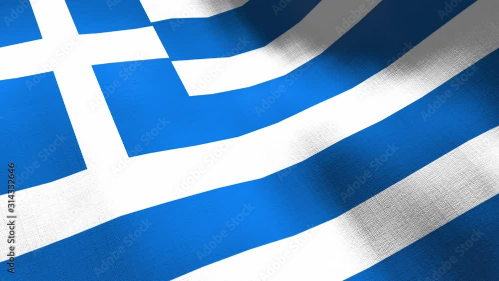 Greece waving flag. Seamless cgi animation highly detailed fabric ...
