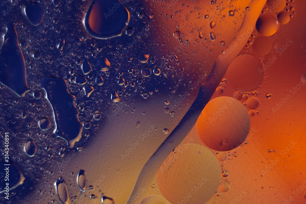 Oil drops on a water surface for modern and creation design background ...