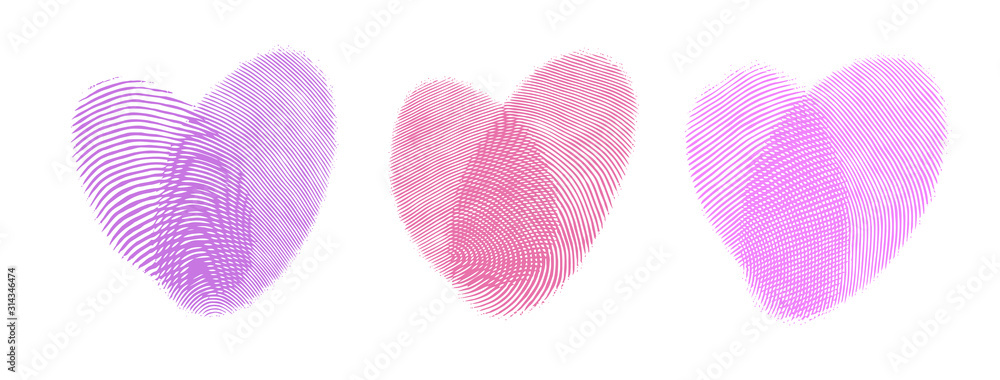 Set of Vector Fingerprint Logo Symbol of Love - Romantic Valentine Pink ...
