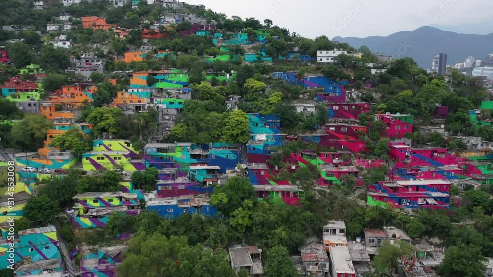 Beautiful colored houses on the hill in Monterrey, Nuevo León, Mexico ...