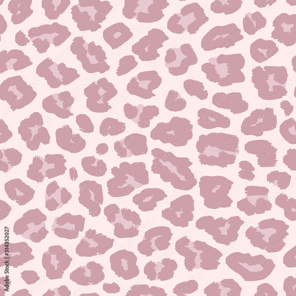 Pink leopard print. Abstract vector seamless pattern with hand drawn ...
