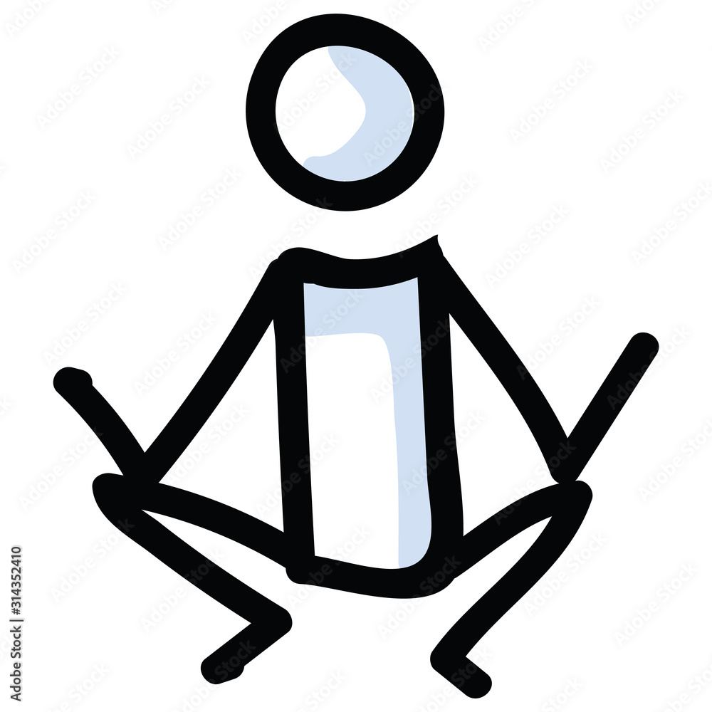 Hand Drawn Stick Figure Lotus Yoga Pose. Concept of Stretching ...