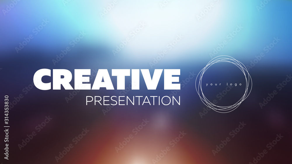Title slide page of vector presentation. Modern minimal design on blur ...