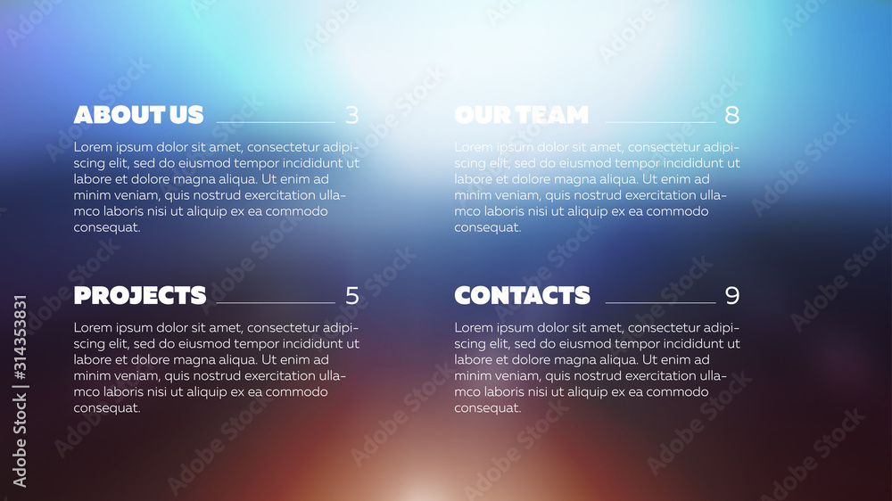 Chapter list slide page of vector presentation. Modern minimal design ...