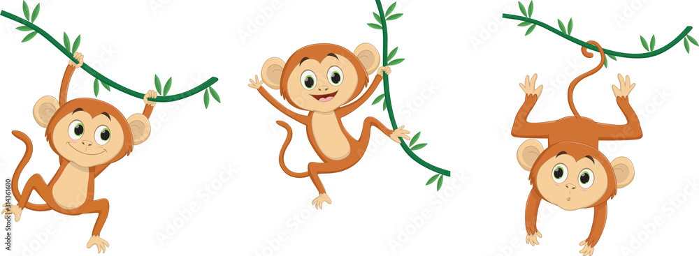 Cartoon monkey hanging Stock Illustration | Adobe Stock