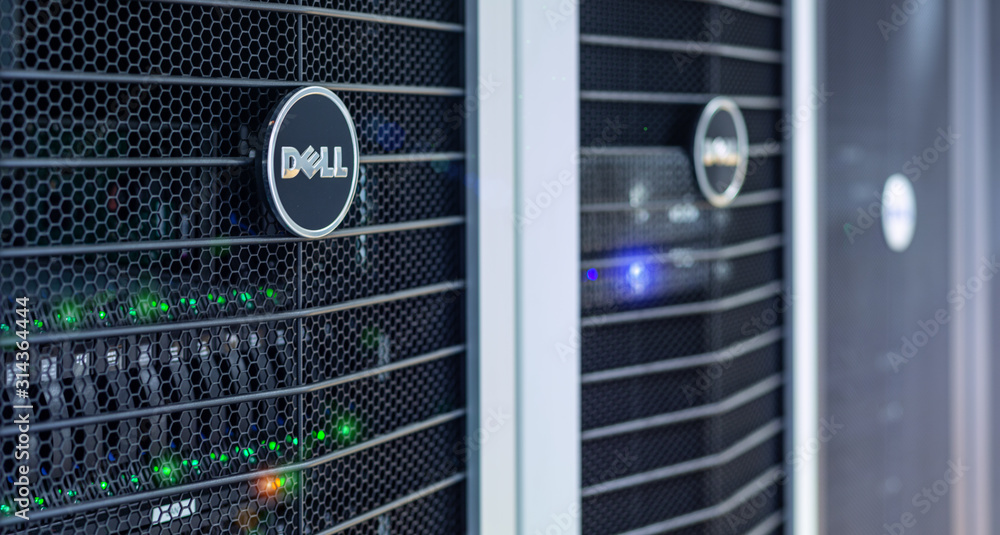 Dell Server units in cloud service data center showing flickering light ...