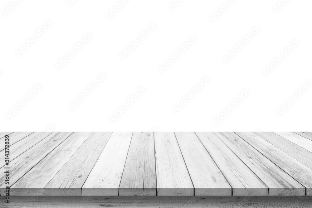 Empty wooden table top isolated on white background, Design Wood ...