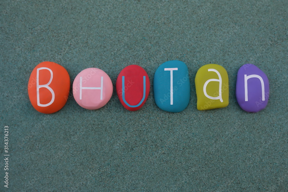 Kingdom of Bhutan, landlocked country in South Asia, souvenir with ...