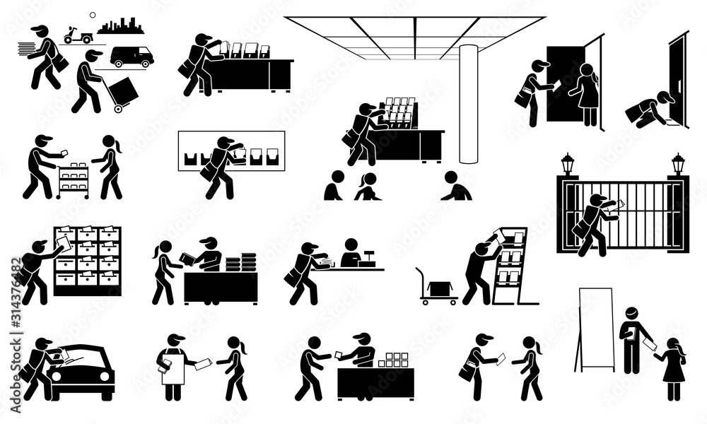 Advertisement agent distributing brochures, flyers, leaflets, handbill ...