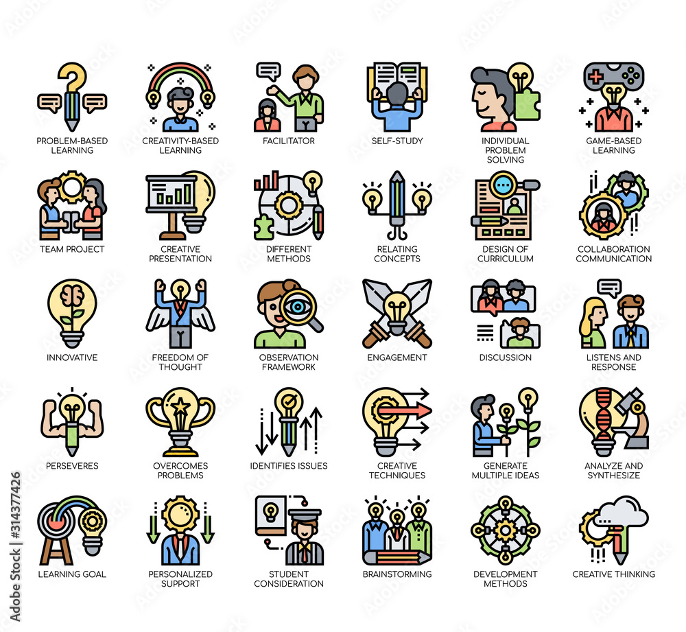 Set of creative learning thin line and pixel perfect icons for any web ...