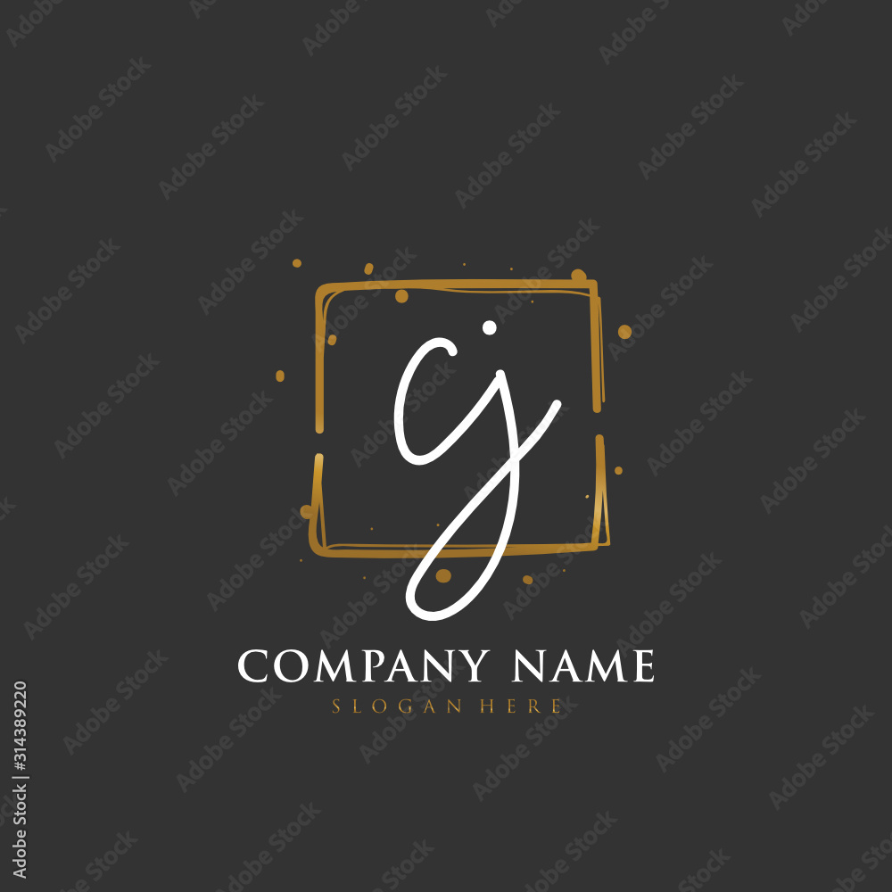 Handwritten initial letter C J CJ for identity and logo. Vector logo ...