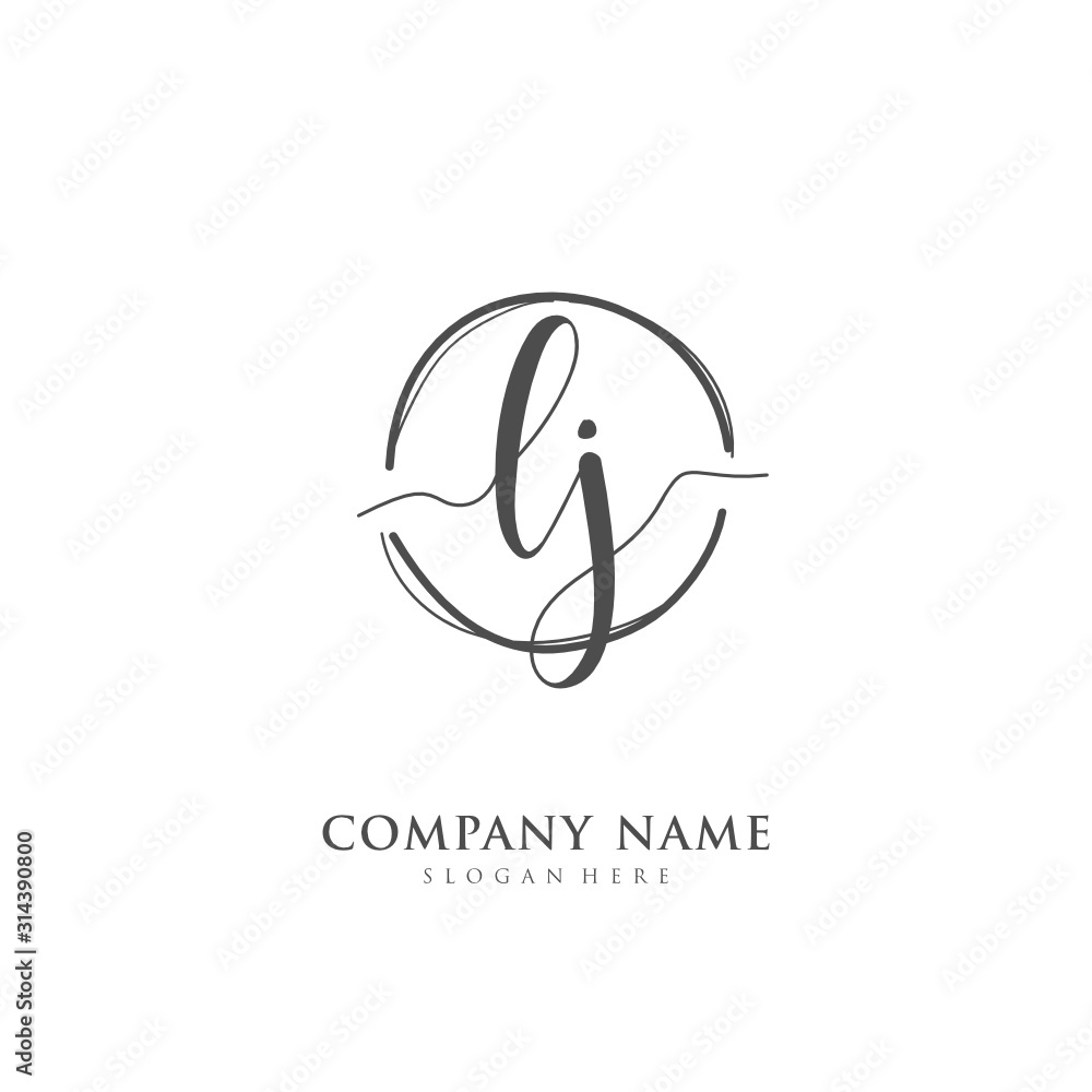 Handwritten initial letter L J LJ for identity and logo. Vector logo ...