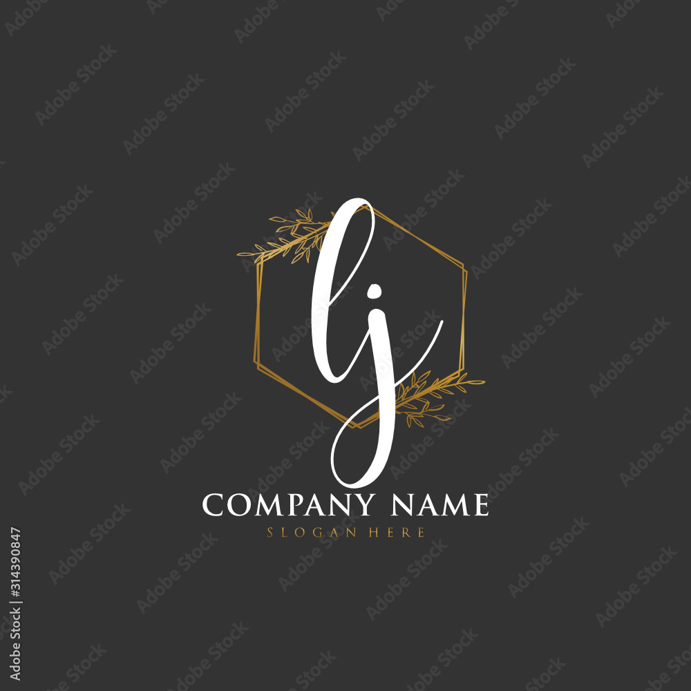 Handwritten initial letter L J LJ for identity and logo. Vector logo ...