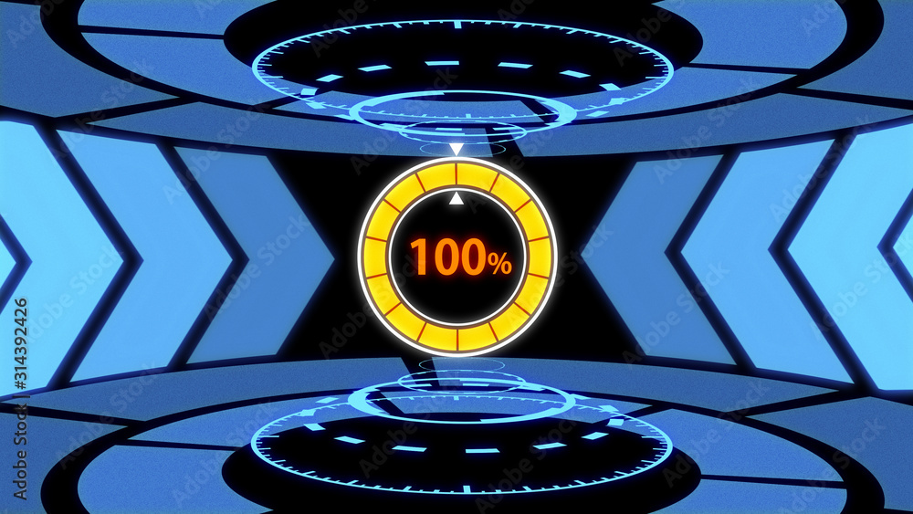 3D Loading screen HUD in Technology Laboratory with Arrow Path Lights ...