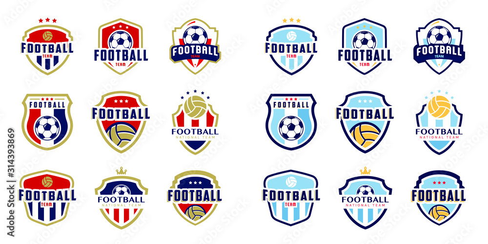 Set of soccer Logo or football club sign Badge. Football logo with ...