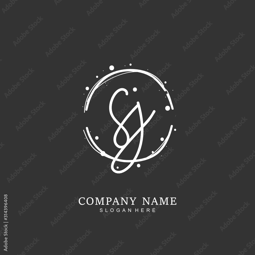 Handwritten initial letter S J SJ for identity and logo. Vector logo ...