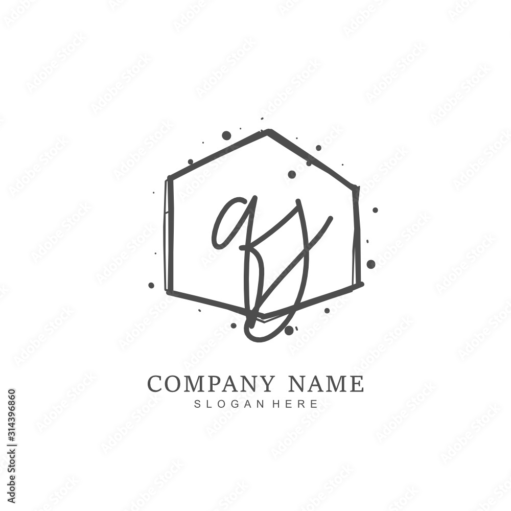 Handwritten initial letter Q J QJ for identity and logo. Vector logo ...