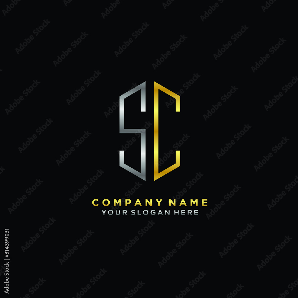 letter SC Minimalist style of gold and silver. luxury minimalist logo ...