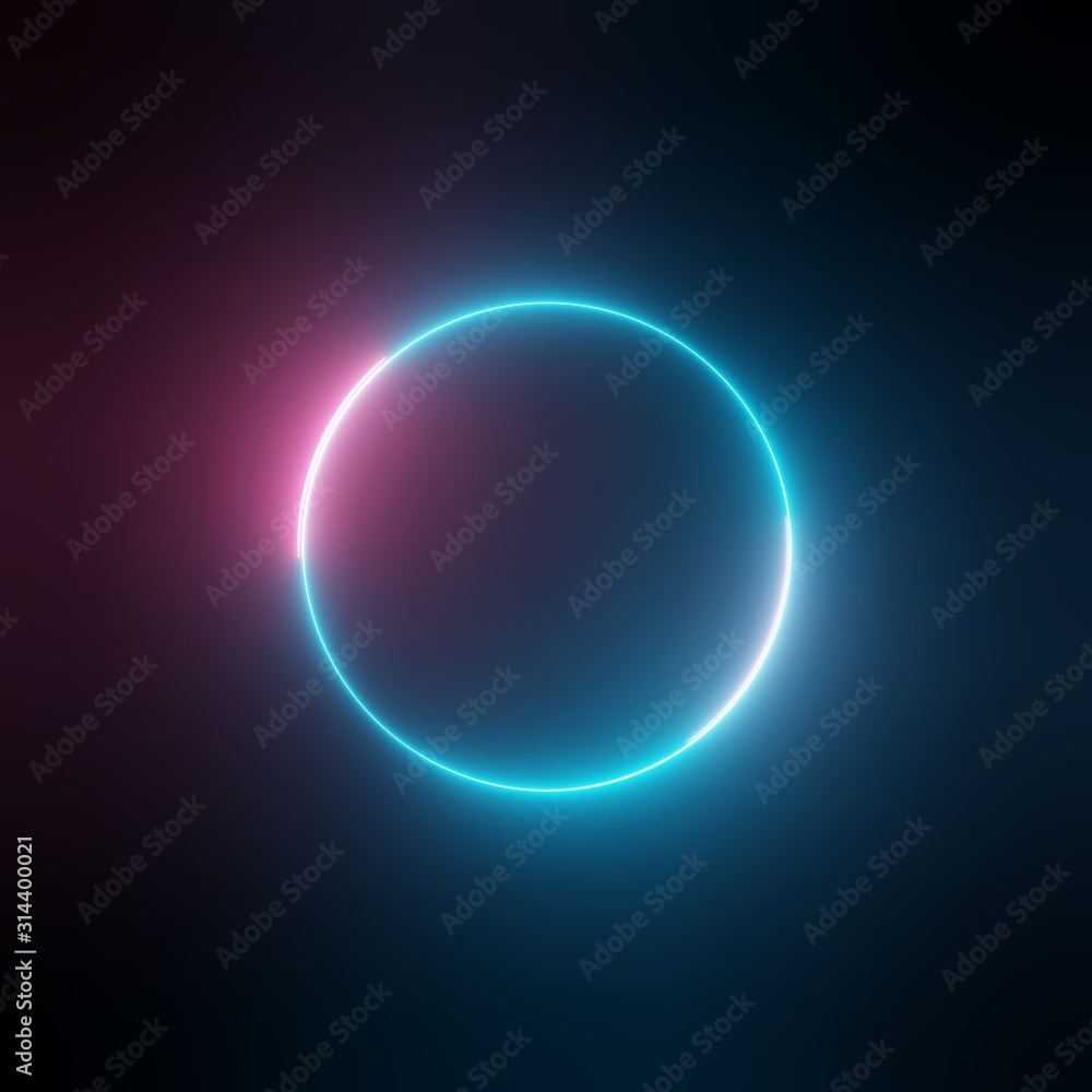 Neon light circle frame on dark background Stock Illustration | Adobe Stock