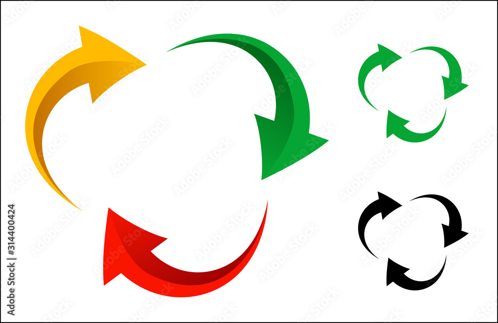 Big Set circle Arrows and directions signs. round line and arrow ...